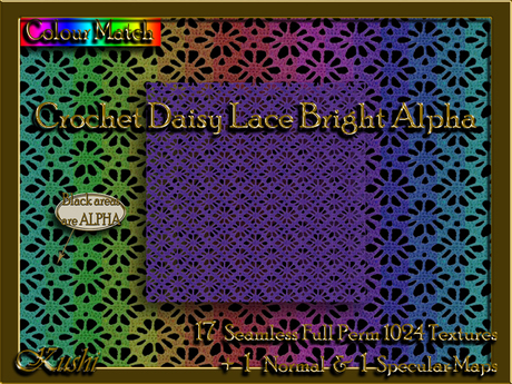 Second Life Marketplace - Crochet Daisy Lace Bright Alpha Textures