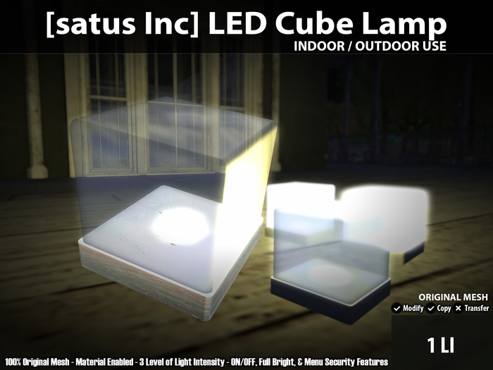 Second Life Marketplace - [satus Inc] LED Cube Lamp (Indoor/Outdoor Use)