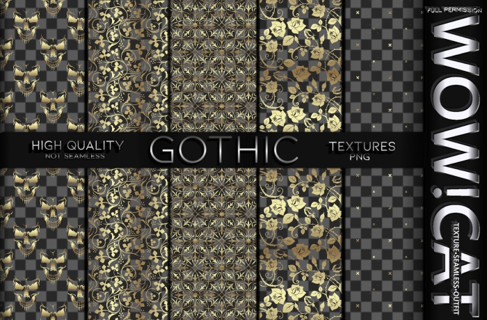 Second Life Marketplace - TEXTURE WOW!CAT GOTHIC PNG PACK 45