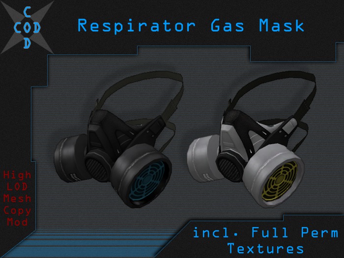 Second Life Marketplace - [COD] Respirator Gas Mask - Mesh