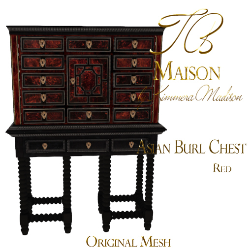 Second Life Marketplace - TB Maison Asian Burl Chest, Red