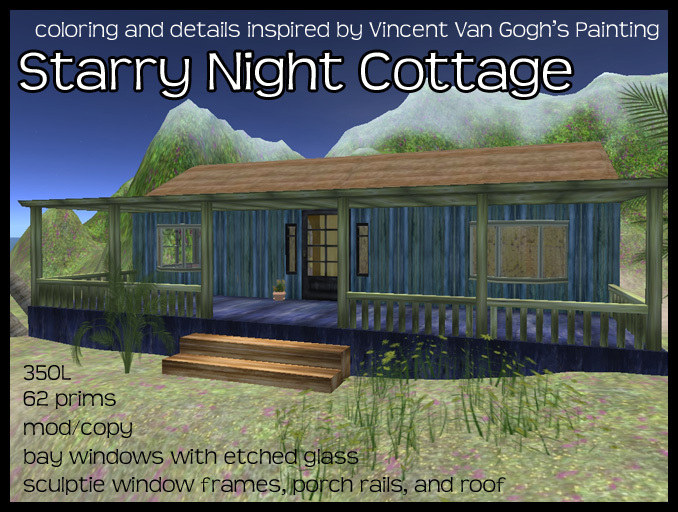 Second Life Marketplace - Starry Night Cottage - Vincent Van Gogh Inspired