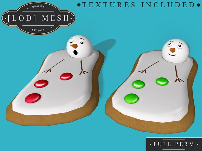 Second Life Marketplace - [LOD Mesh] Full Perm. Melted Snowman Cookies