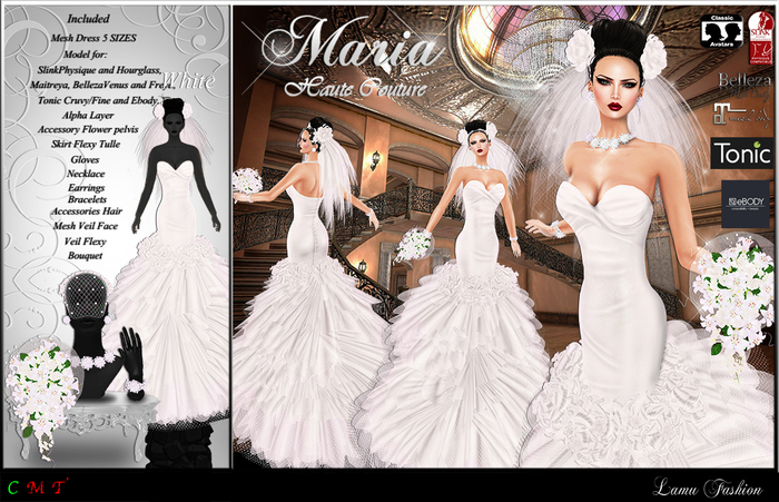 Second Life Marketplace - -Lamu Fashion-Gown Maria Bride Haute Couture DEMO