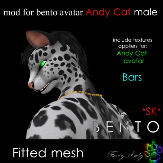 Second Life Marketplace - *SK* Snow Leopard Bars mod for Andy Cat male ...