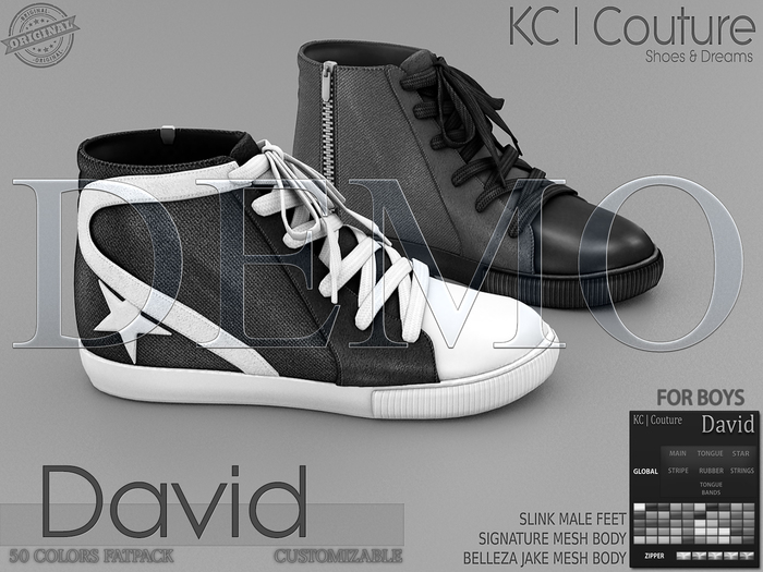 Second Life Marketplace - *DEMO* -KC- DAVID SNEAKERS (MALE) / SIGNATURE ...