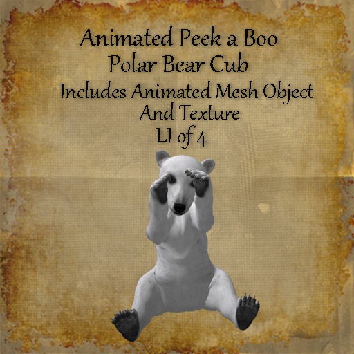 Second Life Marketplace - Bad Katz Animated Peek a Boo Polar Bear Cub