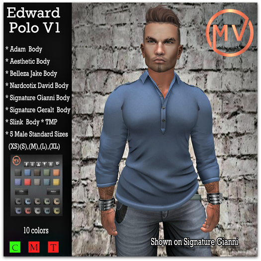 Second Life Marketplace - MV - Edward - Polo V1 ,Adam, Aesthetic ...