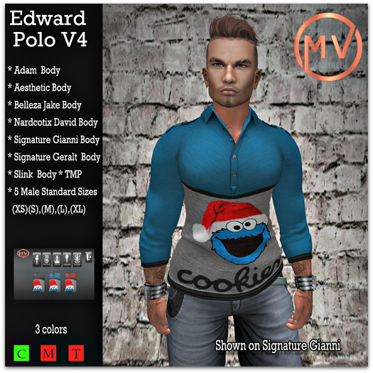 Second Life Marketplace - MV - Edward - Polo V4, Adam, Aesthetic ...