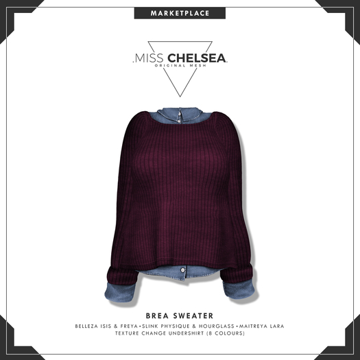 Second Life Marketplace - .miss chelsea. Brea Sweater Byzantium SPECIAL ...