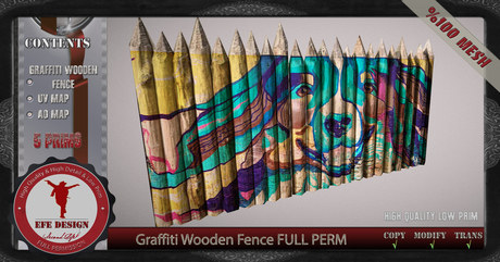 Second Life Marketplace - Graffiti Wooden Fence Full Permission / EFE ...