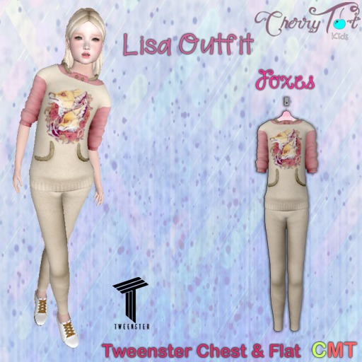 Second Life Marketplace - *Cherry Tot* Tweenster Foxes Outfit Chest/Flat