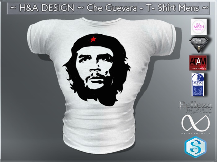 Second Life Marketplace - [H&A Designs]-Mens-Che Guevara T'Shirt-David ...