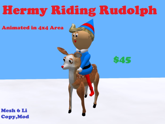 Second Life Marketplace - Hermy Riding Rudolph
