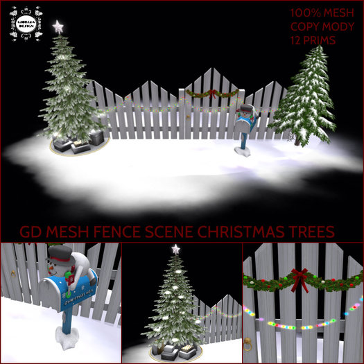 Second Life Marketplace - GD MESH FENCE SCENE CHRISTMAS TREES