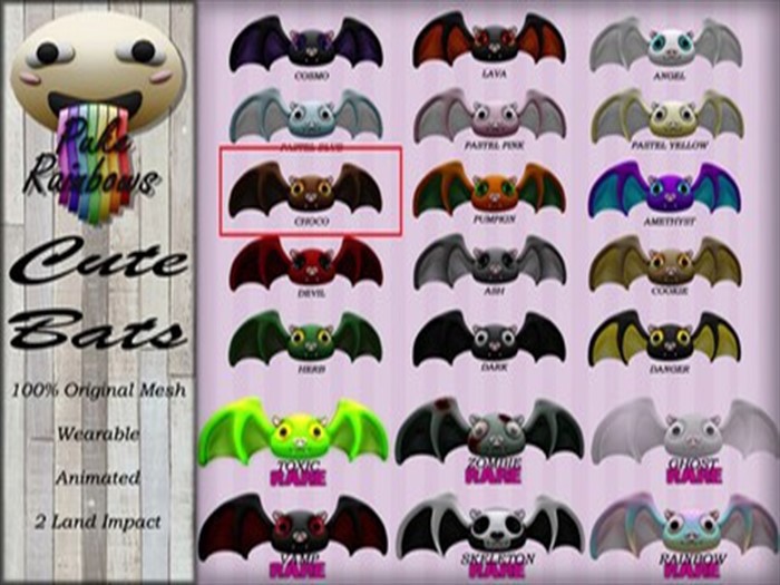 Second Life Marketplace - [PR] Cute Bats - Pastel Yellow [9]
