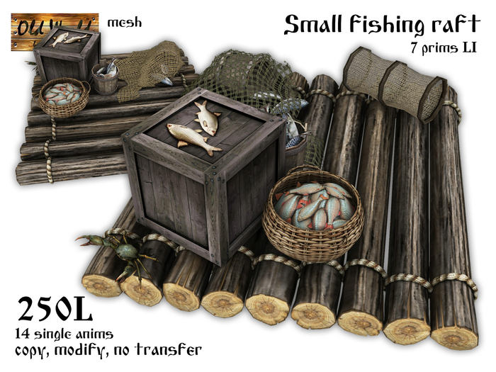 Second Life Marketplace - Small Fishing raft - Old World - Water ...