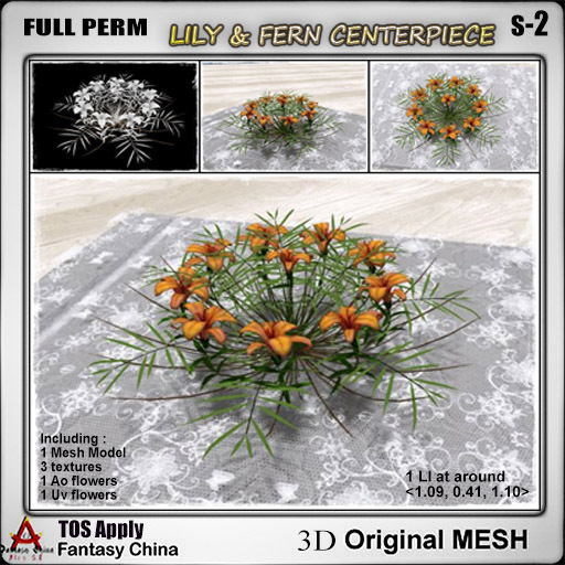 Second Life Marketplace - FC- Full Perm Mesh Lily & Fern Centerpiece s-2 bp