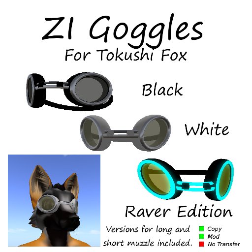 Second Life Marketplace - ZI Goggles for Tokushi Fox Avatars