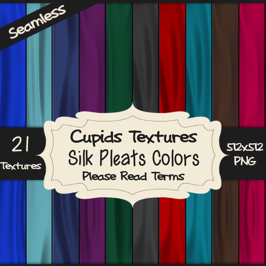 Second Life Marketplace - *Cupids Textures * 21 SILK PLEAT COLORS