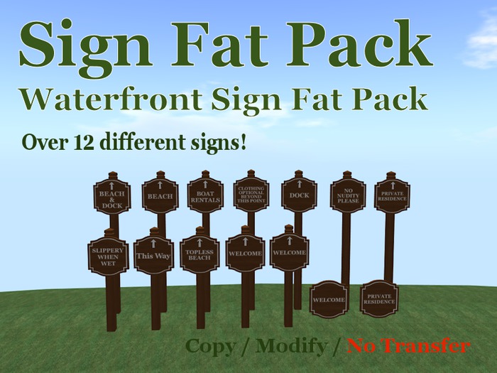 Second Life Marketplace - Leaf Illusion Waterfront & Beach- 16 Sign Fat ...