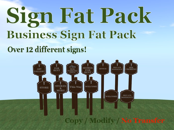 Second Life Marketplace - Leaf Illusion Business Signs Fat Pack