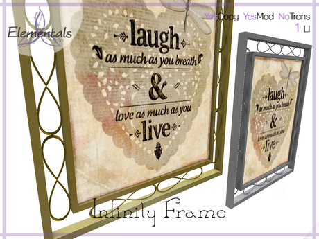 Second Life Marketplace - {Elementals} Infinity Frame {Gold & Silver}