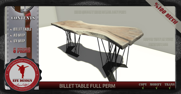 Second Life Marketplace - Billet Table Full Perm / EFE DESIGN