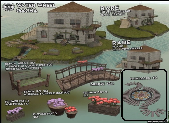 Second Life Marketplace - [Since1975]WaterWheel Gacha-Bridge