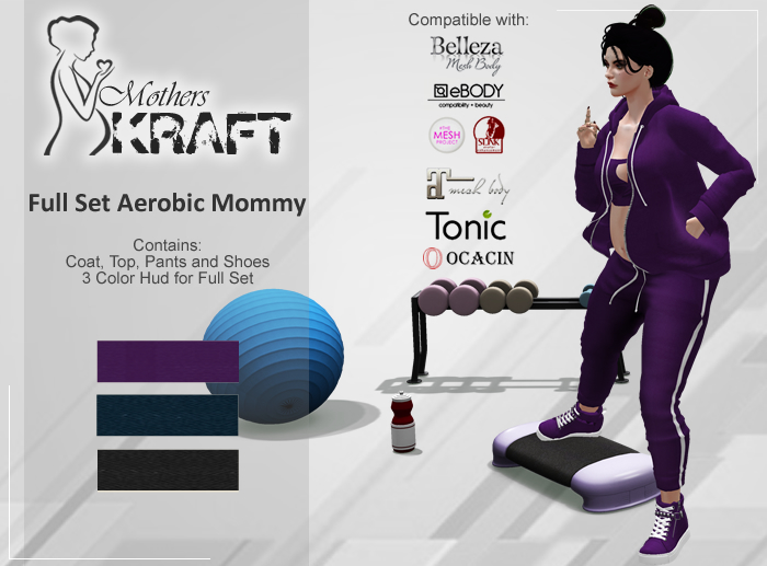 Second Life Marketplace - ::Kraft:: Full Set Aerobic Mommy