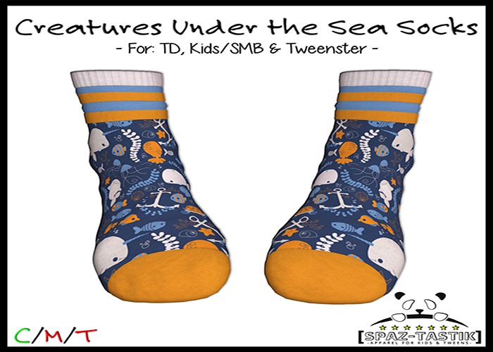 Second Life Marketplace - [Spaz] *KIDS SIZES* Socks: Creatures Under ...