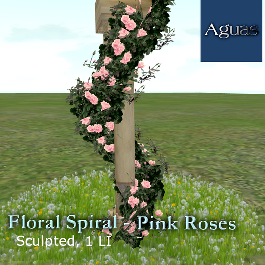 Second Life Marketplace - Floral Spiral - Pink Roses, sculpted, 1 LI