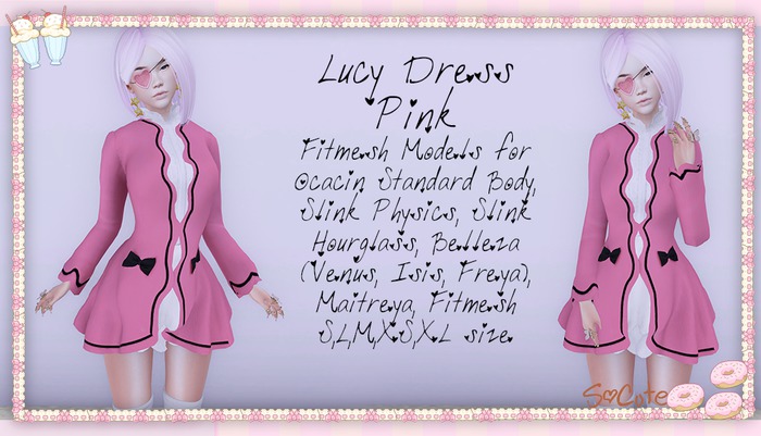 Second Life Marketplace Socute Lucy Dress Pink Fitmesh