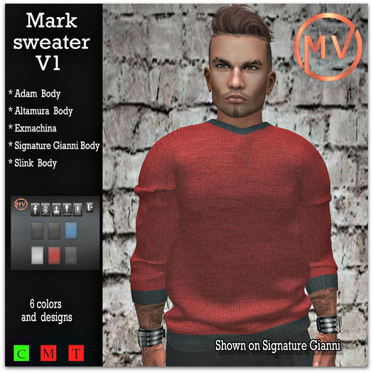 Second Life Marketplace - MV - Mark - Sweater V1 , Adam , Altamura ...