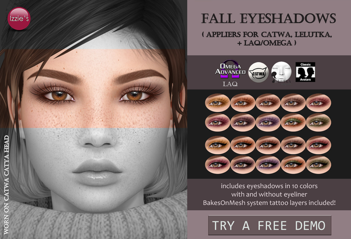 Second Life Marketplace Izzies Demo Fall Eyeshadows