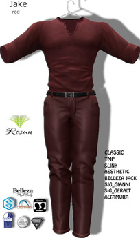 Second Life Marketplace - Res_Jake casual outfit red