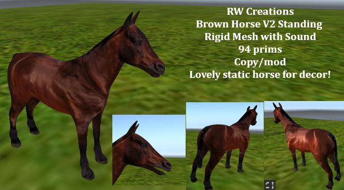 Second Life Marketplace - Brown Horse V2 Standing Rigid Mesh w Sound ...