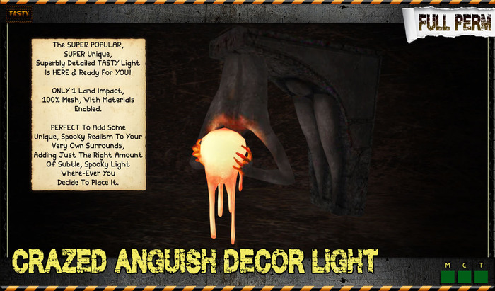 Second Life Marketplace - ..::Tasty::.. Crazed Anguish Decor Light ...