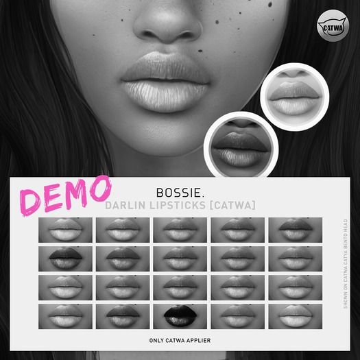 Second Life Marketplace - Bossie. darlin lipsticks [catwa][DEMO]