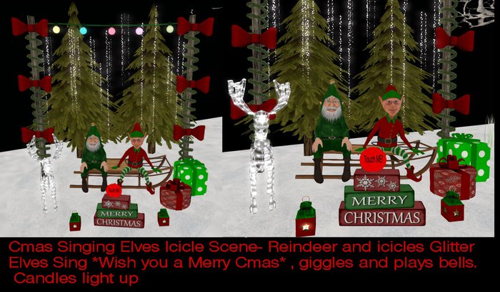Second Life Marketplace - AA Country Cmas Elves Icicle Scene Singing