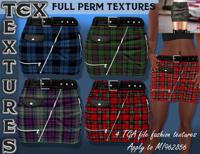 Second Life Marketplace - Textures Full Perm for MI962856 Mesh- 4 TGA PLAID