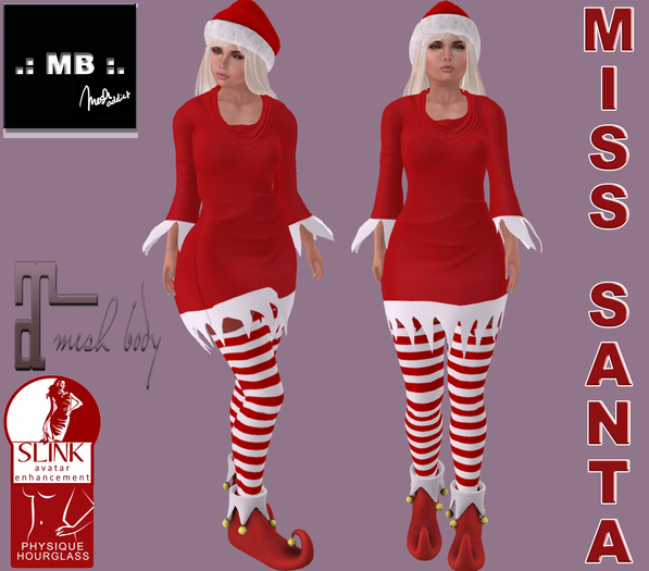 Second Life Marketplace - .: MB :. Miss Santa Outfit red / white ...