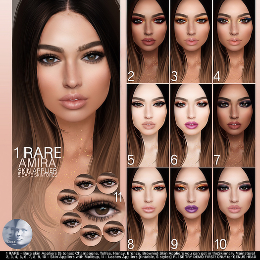 Second Life Marketplace - 09 GENUS Skin Applier /AMIRA - TOFFEE/ MakeUp 2