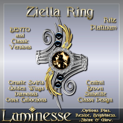 Second Life Marketplace - ZIELLA Ritz Ring OP - Sinhalite Brown Onyx ...