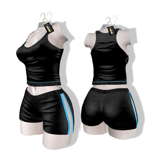 Second Life Marketplace - Original Mesh Black Blue Fitness Outfit ...