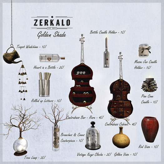 Second Life Marketplace - [ zerkalo ] Golden Shade - Rolled up Letters