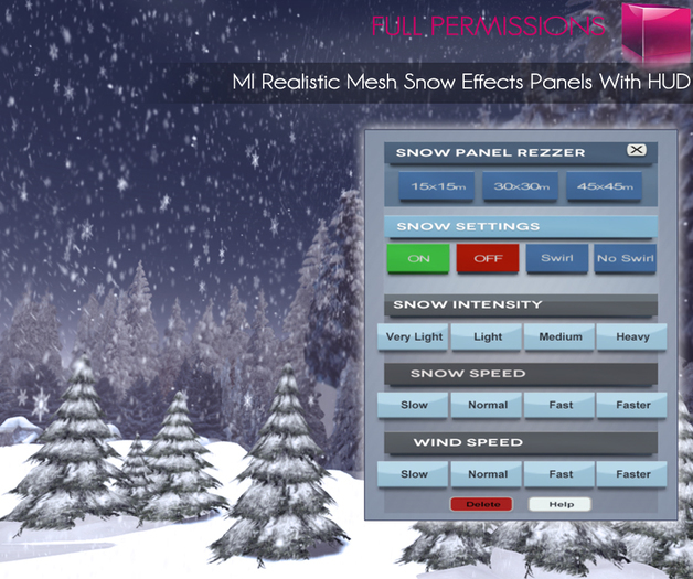 Second Life Marketplace - MI Realistic Mesh Snow Effects Panels With HUD