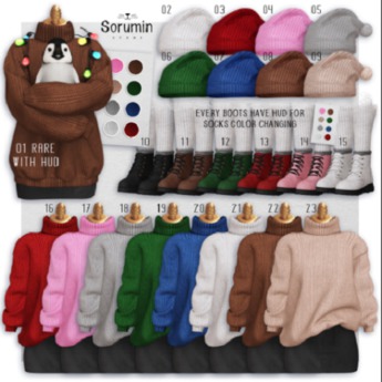 Second Life Marketplace - 03 -Sorumin- Let it snow GACHA - Warm hat Red-