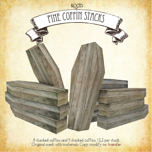 Second Life Marketplace - [noctis] Harrowgate Pine coffin stacks /ADD me