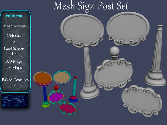 Second Life Marketplace - ~tc~ Mesh Sign Post Set FullPerm Kit